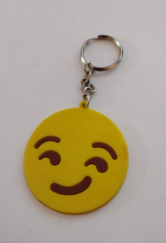 Yellow Emojo Smirk Face Novelty Keychain Accessory | eBay
