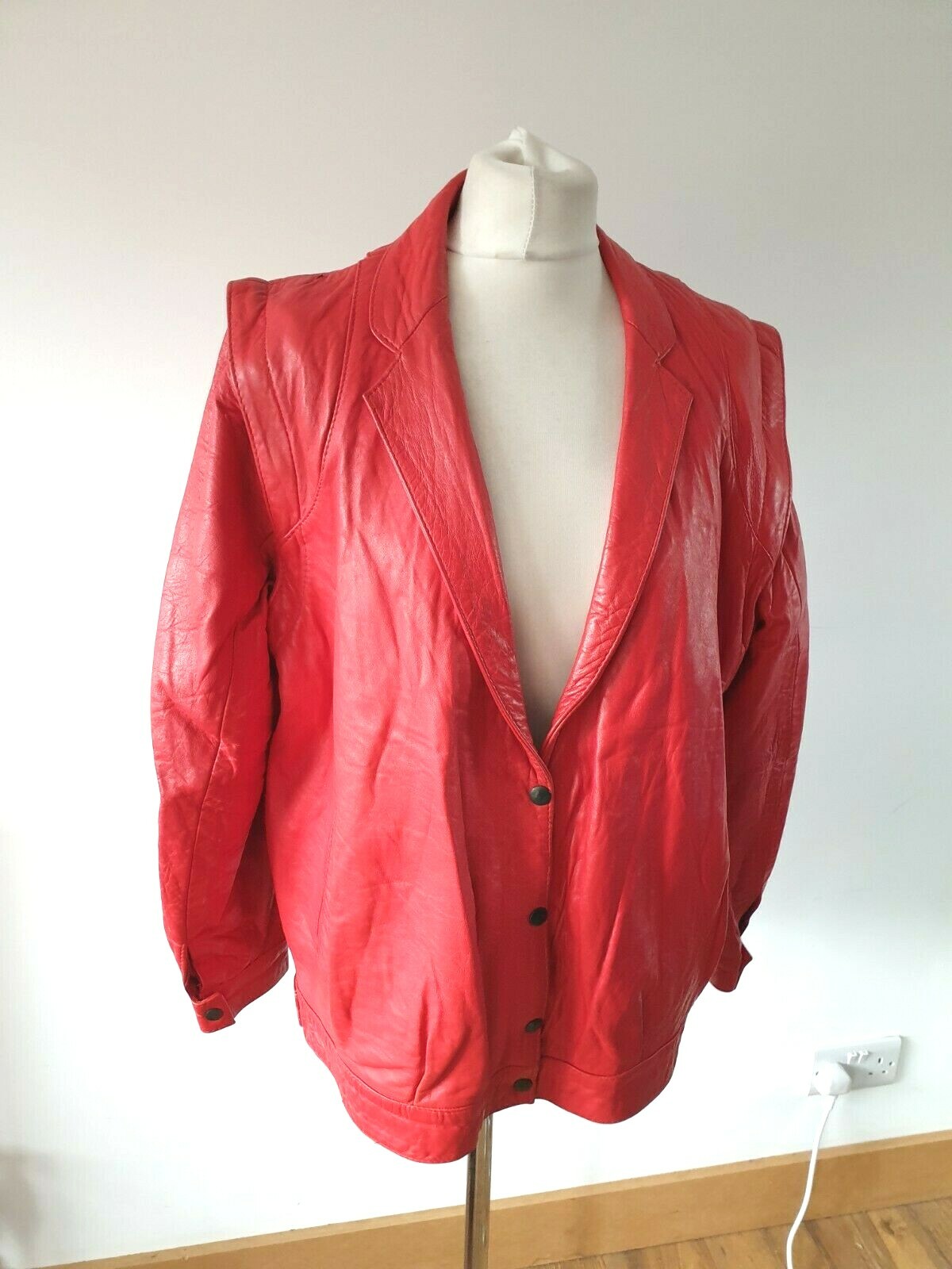 True 80s VINTAGE red leather boxy blouson style Jacke… - Gem