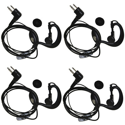 4x HQRP External Ear Loop 2Pin Headset PTT Mic for Motorola Series ...