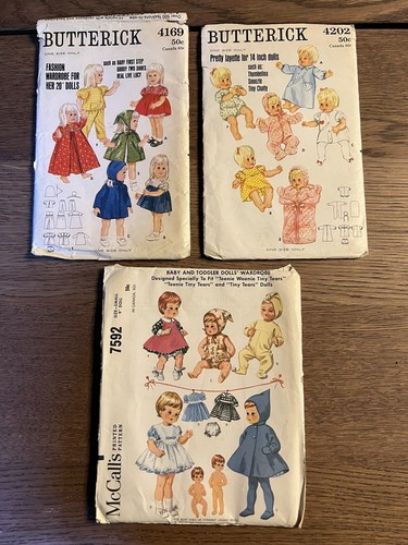 McCall’s & Butterick Lot of 3 Vintage 1950s Doll Patterns Cut & Uncut ...