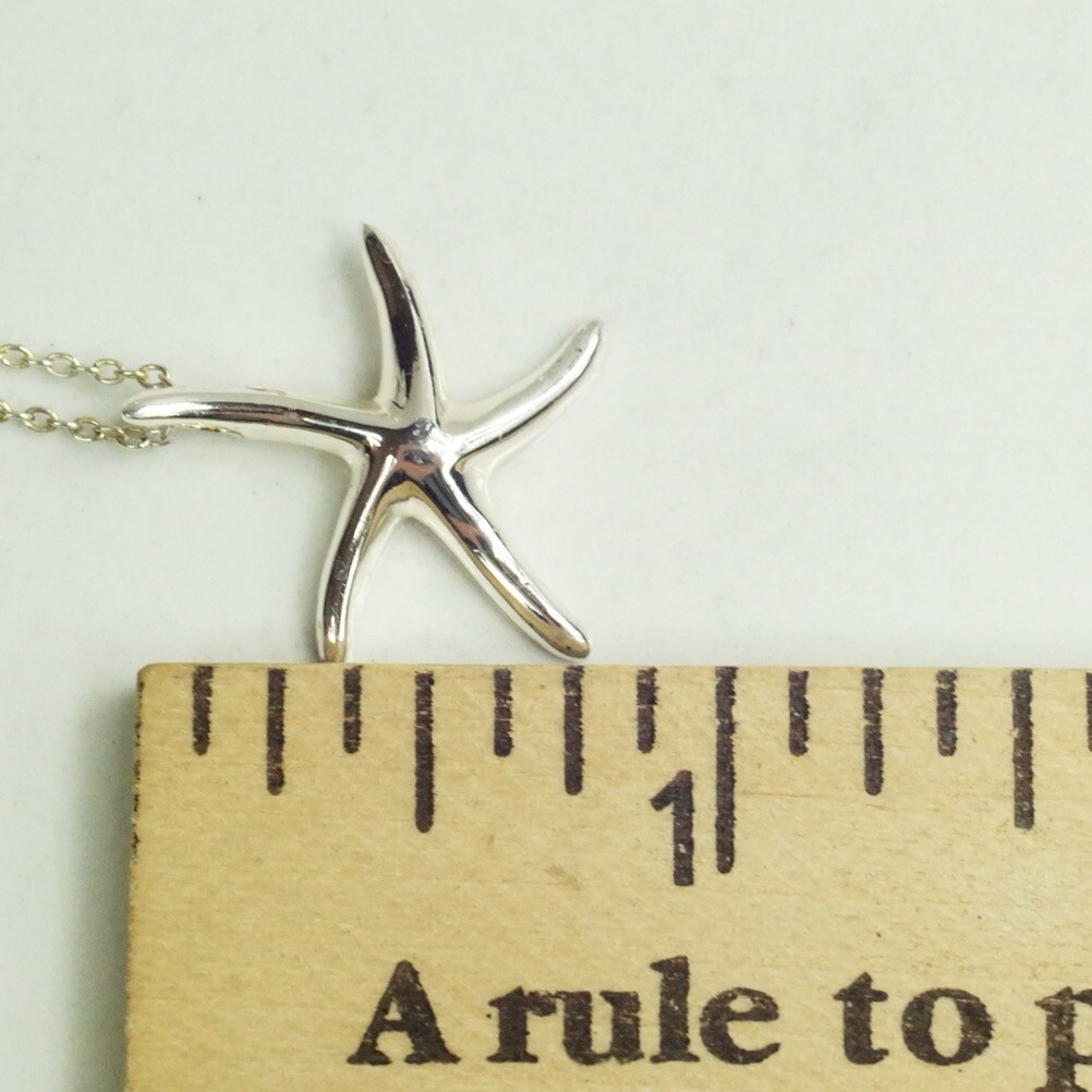 Sterling Silver Starfish Pendant On 16" 1mm Cable Chain Marine Ocean ...