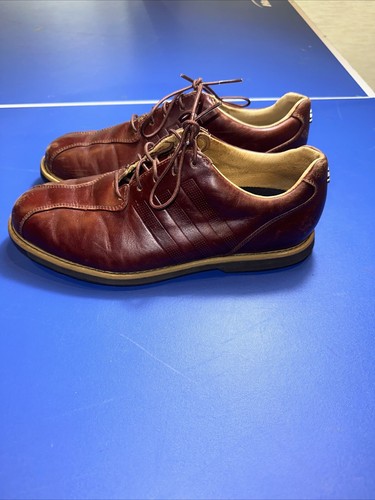 Adidas Adipure Brown Leather 671117 Traxion ClimaProof Mens Golf Shoes ...