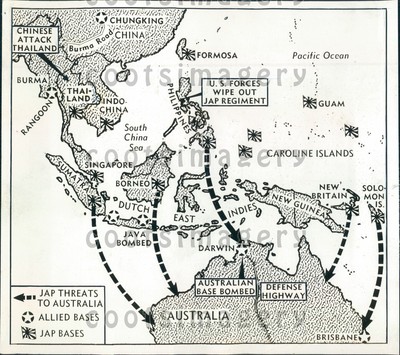 1942 WWII Map Allied Activity South Pacific Press Photo | eBay