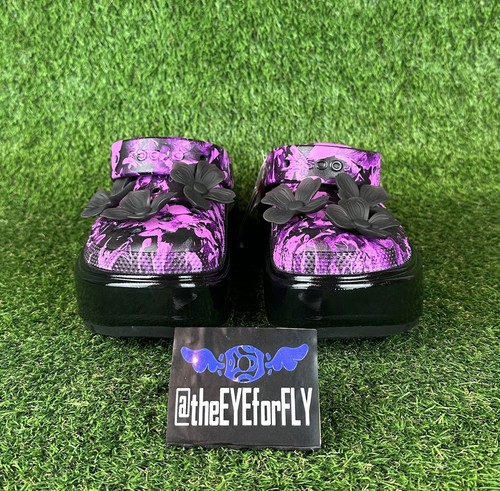 Crocs Stomp Hyper Floral Clog Platform 209687-0C4 Black Pink Womens ...