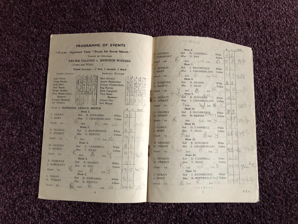 Speedway programme Exeter v Ipswich 16th August 1954 | eBay UK