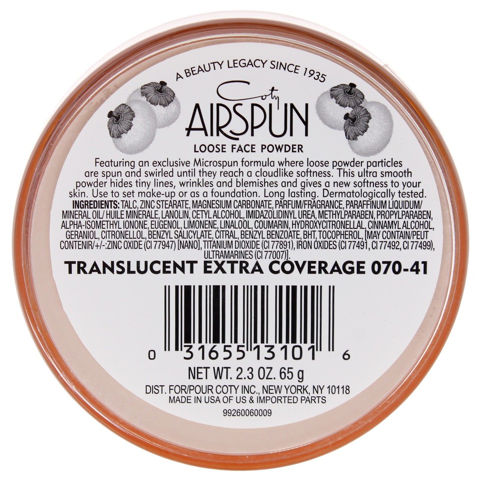 Airspun Loose Face Powder - 070-041 Translucent Extra Coverage by Coty ...