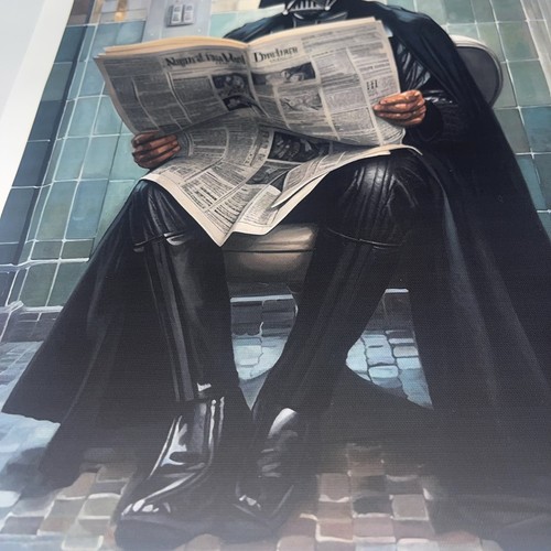 Star Wars Darth Vader Sitting On Toliet Artwork Unframed Bathroom 12X16 ...