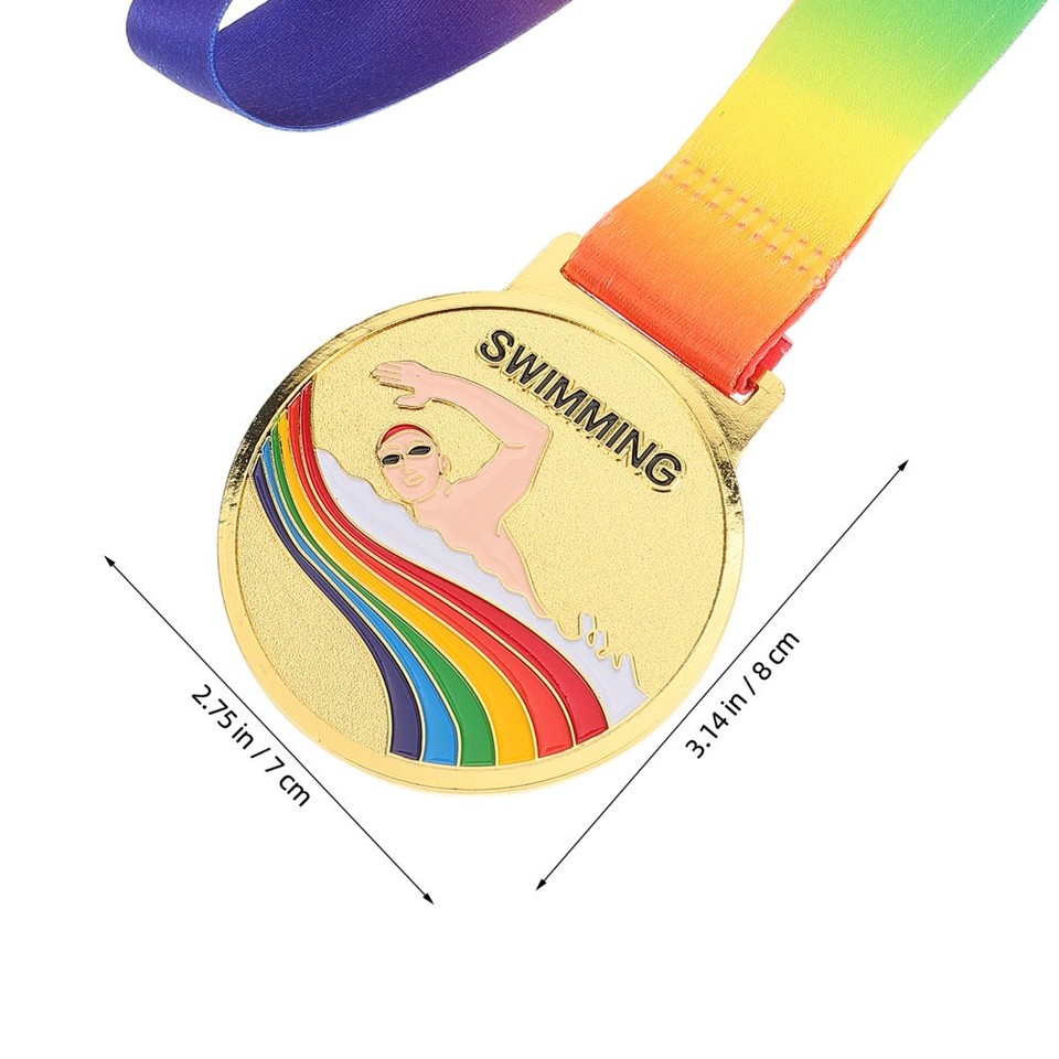 Gold Medal For Awards: Metal Swimming Participation Medal With Lanyard ...