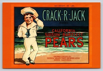 Vintage Crack-R-Jack California Suisun Bartlett Pears Fruit Crate Label ...