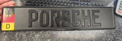 PORSCHE - GERMAN BLACK ON BLACK, EURO, TAG, BMW, European LICENSE plate ...