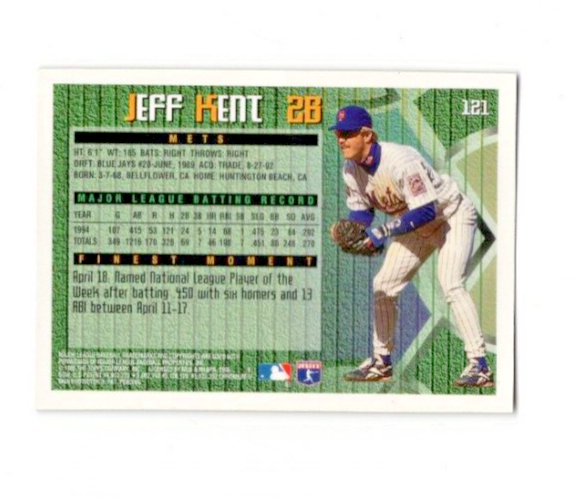 1995 Topps Finest #121 - Jeff Kent - New York Mets NM+ w/Coating | eBay