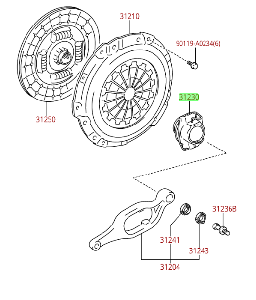 31230-35151 Toyota Bearing ASSY Clutch 3123035151 Genuine OEM Part for ...