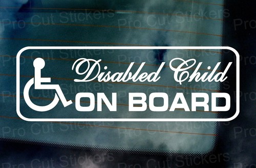 Disabled Child On Board Car Wheelchair Vinyl Sticker Window Bumper ...