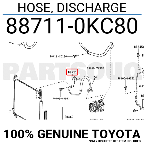 887110KC80 Genuine Toyota HOSE, DISCHARGE 88711-0KC80 | eBay