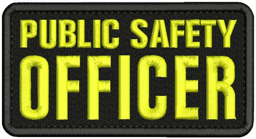 PUBLIC SAFETY OFFICER EMB PATCHES 3X6 HOOK ON BACK YELLOW ON BLACK | eBay