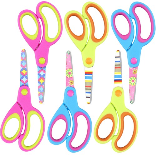 6Pcs Kids Scissors Children Scissors with Steel Blade Safe Student ...
