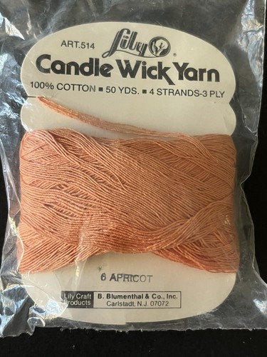 Lily Candle Wick Yarn 100% Cotton Apricot Color 6 NOS 50 Yards 3 Ply | eBay