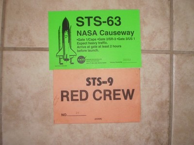 Nasa Space Program Shuttle Parking Pass Permit STS-63 + red crew STS-9 | eBay