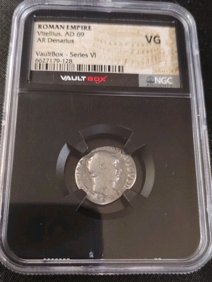 Roman Empire AD 69 Vitellius Silver Denarius NGC VG – Series VI NGCX ...