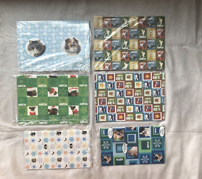 ASPCA Christmas gift wrap cat and dog with gift tags NIP lot of 6 sets ...