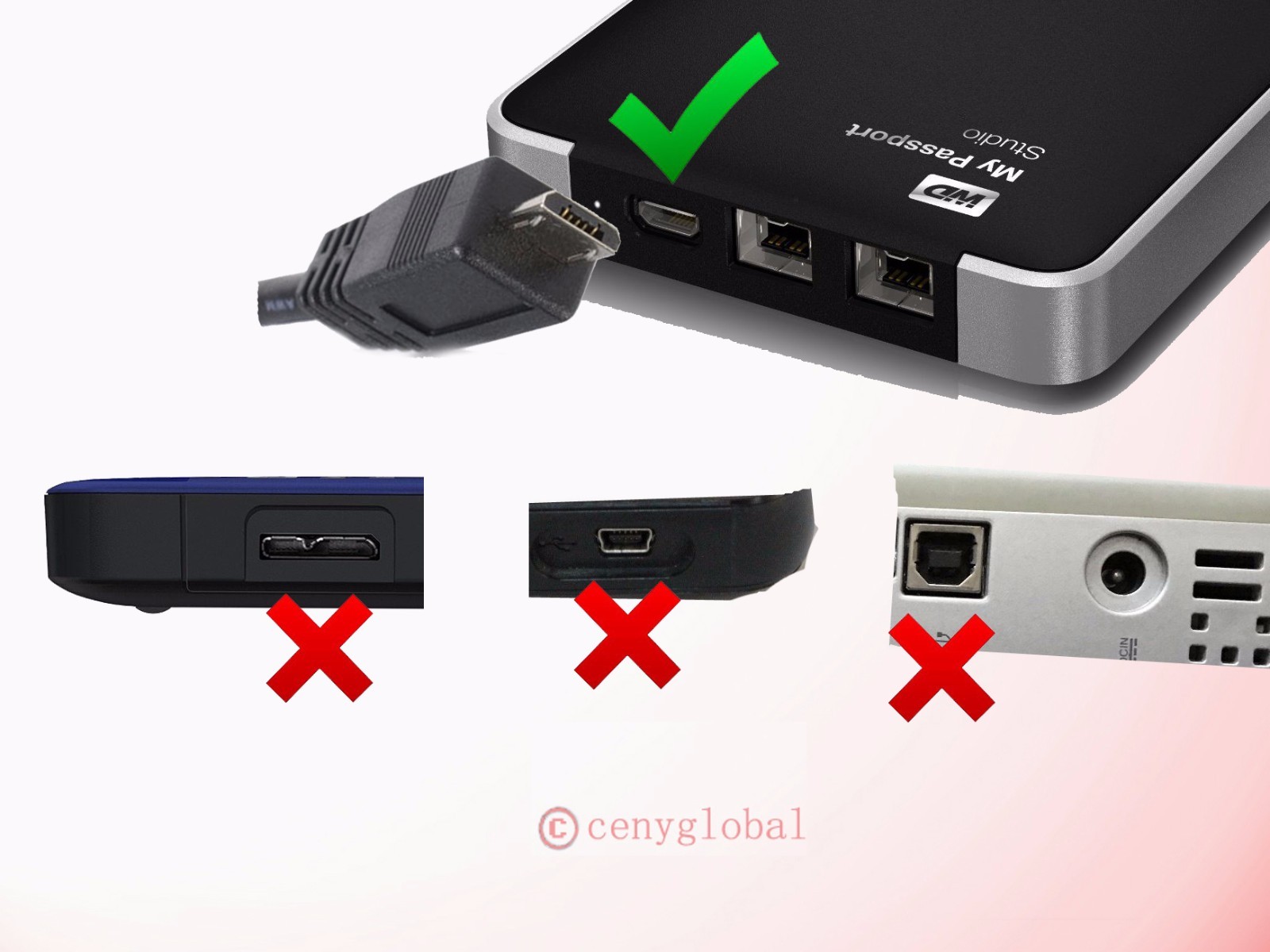 USB Cable For Western Digital WD 500GB My Passport Essential External ...