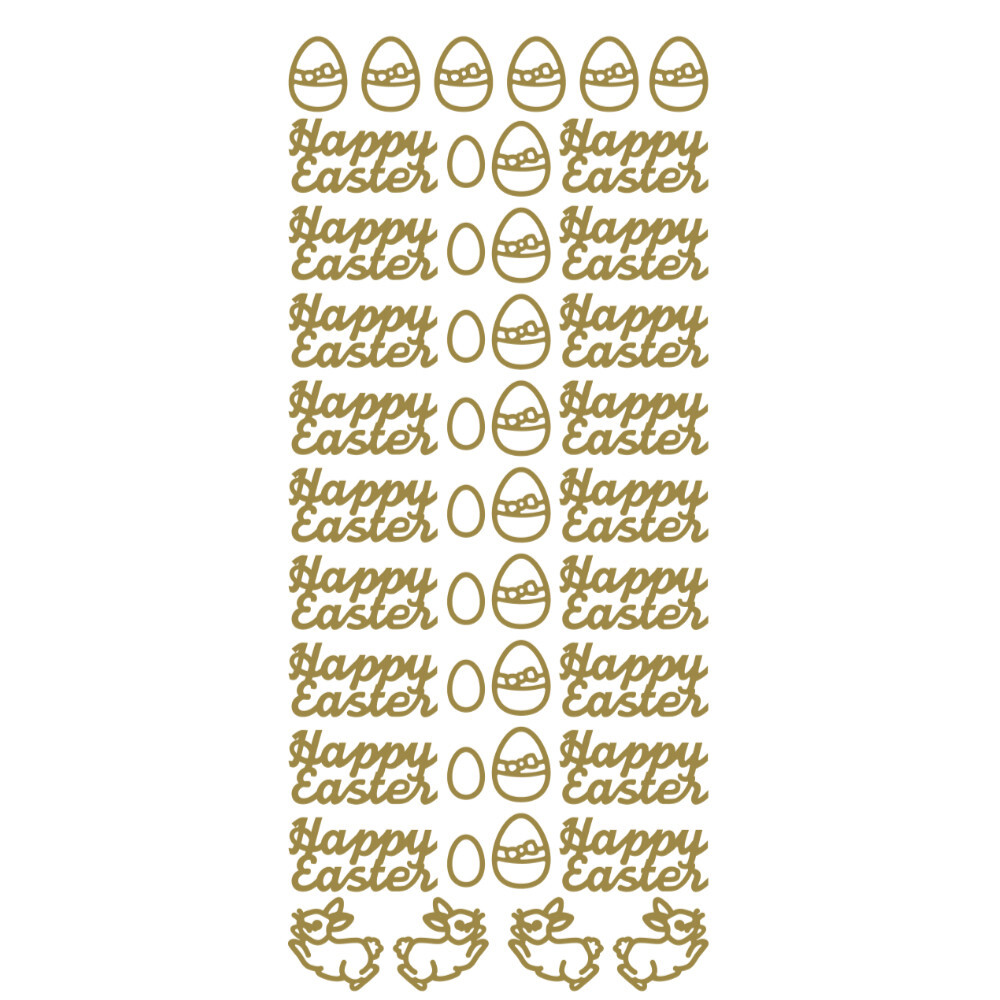 HAPPY EASTER Peel Off Stickers Eggs Bunnies Spring Gold or Silver | eBay