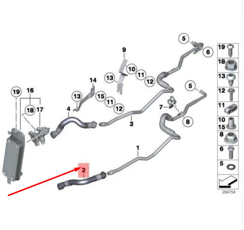 BMW 7 F01 Oil Cooling Pipe Inlet 17227596866 7596866 NEW GENUINE | eBay