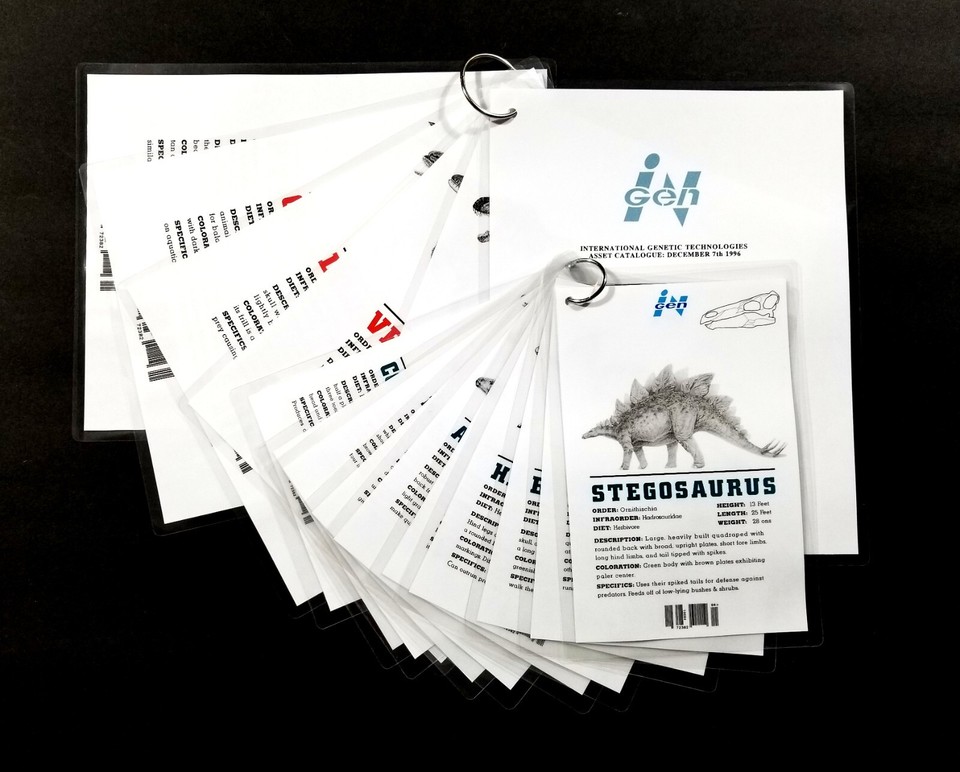 Jurassic Park Lost World Ingen List Dinosaur Information Sheets Cosplay ...