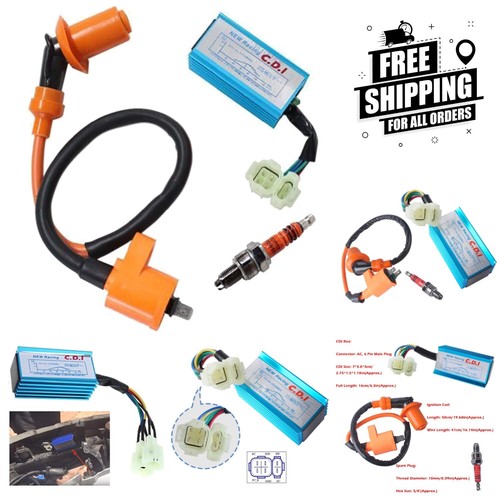 Optimized GY6 Ignition Coil with CDI Box & Spark Plug for 50cc-150cc ...