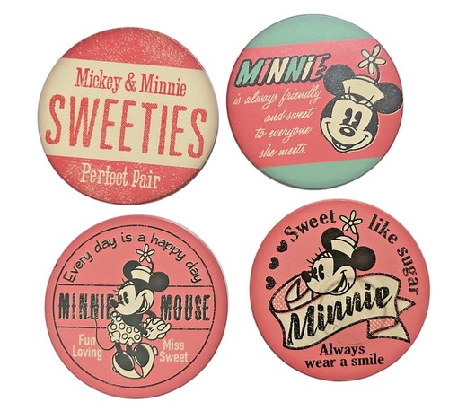 Disney Mickey Minnie Mouse Vintage Style Retro Coasters - Set of 4 | eBay