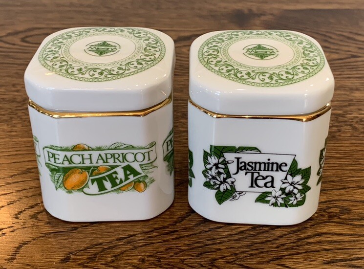 Set Of 2 MLesna Decorated Porcelain Jasmine and Peach Apricot Tea Caddy ...