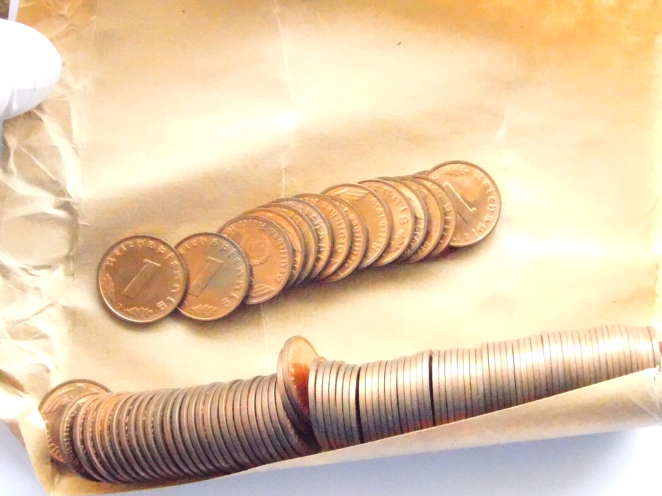 GERMAN Coin 1939 D 1 REICHSPFENNIG COPPER THIRD REICH GENUINE WW2 UNC ...