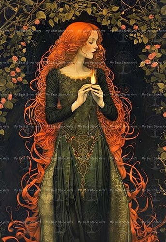BRIGID GODDESS ART PRINT, Irish Spring Poster, Gothic Witchy Lunar Fire ...