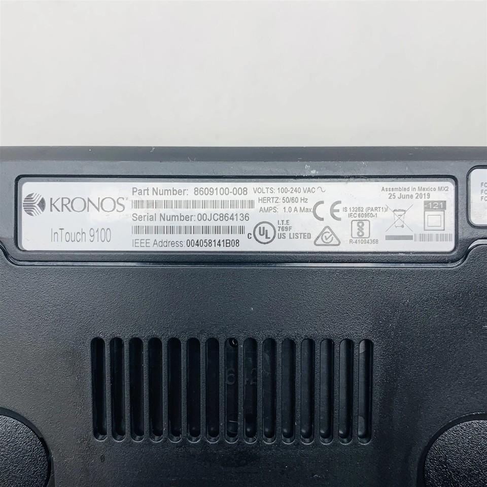 Kronos InTouch 9100 Time Clock Punch Touchscreen Panel Fingerprint ...