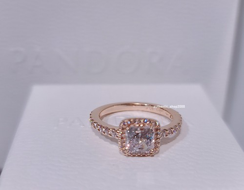 NEW 100% Authentic PANDORA Rose™ Gold Square Sparkle Halo Ring ...