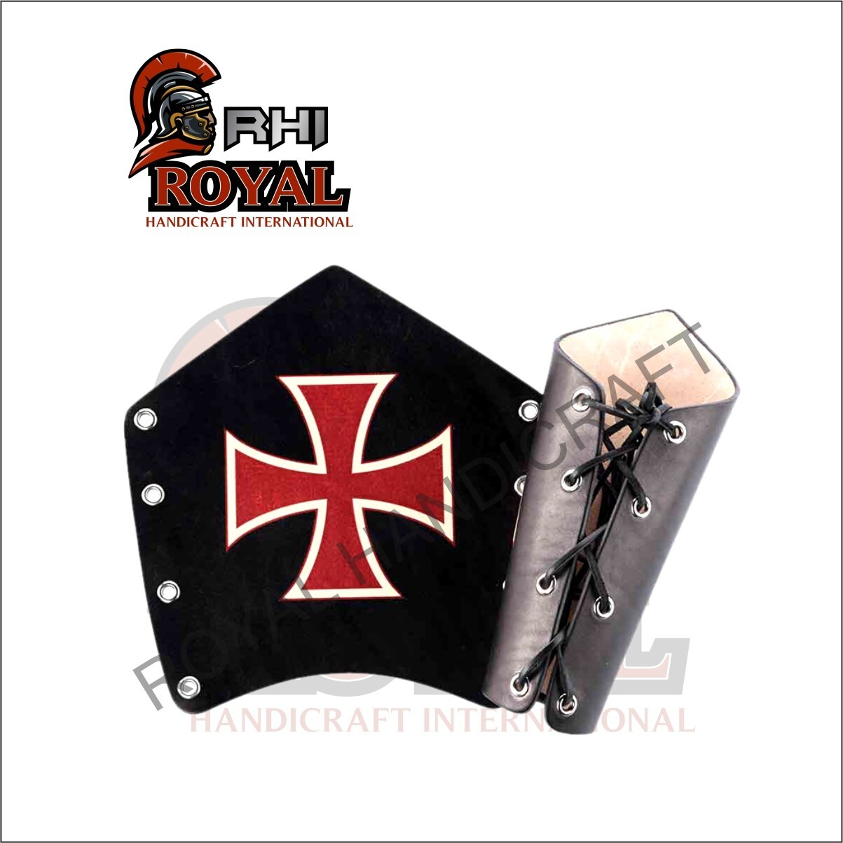 Medieval Era Crusader marked leather leg greaves pair leather arm guards pair | eBay