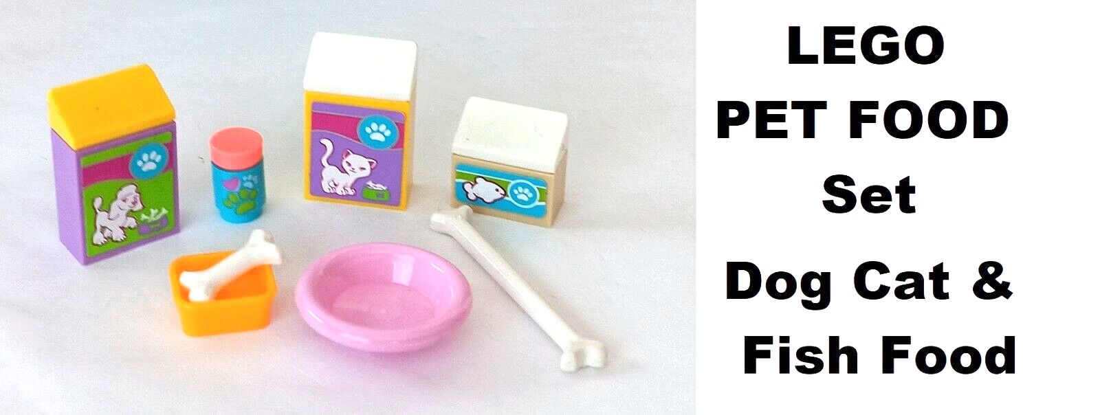 LEGO PET Food Set Boxed Bones Pet Dishes Treat Can FISH FOOD Sticker ...