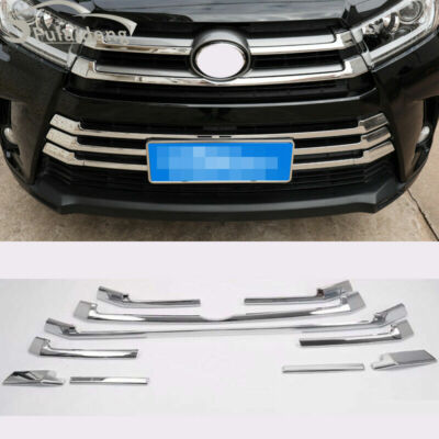 For Toyota Highlander 2017-2019 ABS Chrome Front Bumper Grille Cover ...