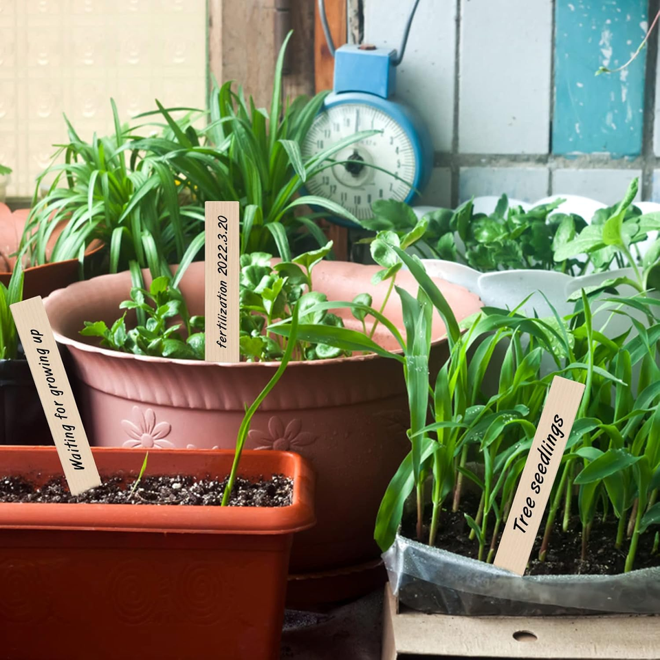 Wooden Plant Labels, 50 PCS 6 Inch Pointed Wooden Plant Sign Tags ...