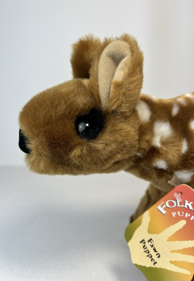 Folkmanis Baby Deer Fawn Plush Hand Puppet Stuffed Animal Brown White ...