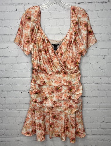 Express Pink Ruffled Ruched Mini Dress Size 12 NWT | eBay