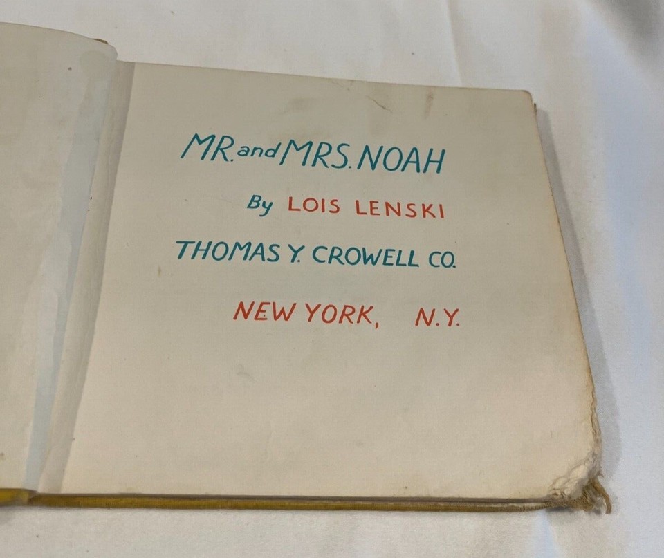 Vintage 1948 Book Mr. & Mrs. Noah Children's Book Lois Lenski Ark First ...