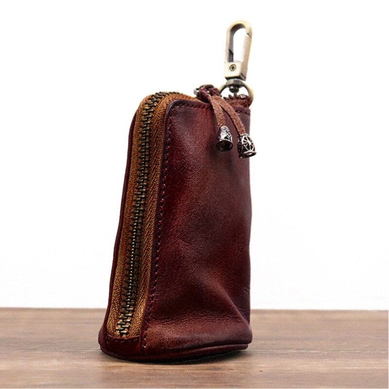 Portable Vintage Leather Car for Key Holder Purse Bag for Case Keychain ...