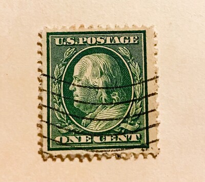 RARE 1908 Benjamin Franklin Green 1 Cent Stamp Washington Franklin ...