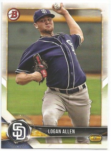 Logan Allen San Diego Padres 2018 Bowman Baseball Prospects Card | eBay