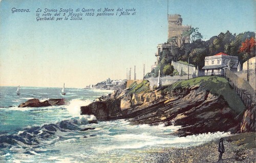 A017 Italy Genova La storico Scoglio di Quarto al Mare sea vintage ...