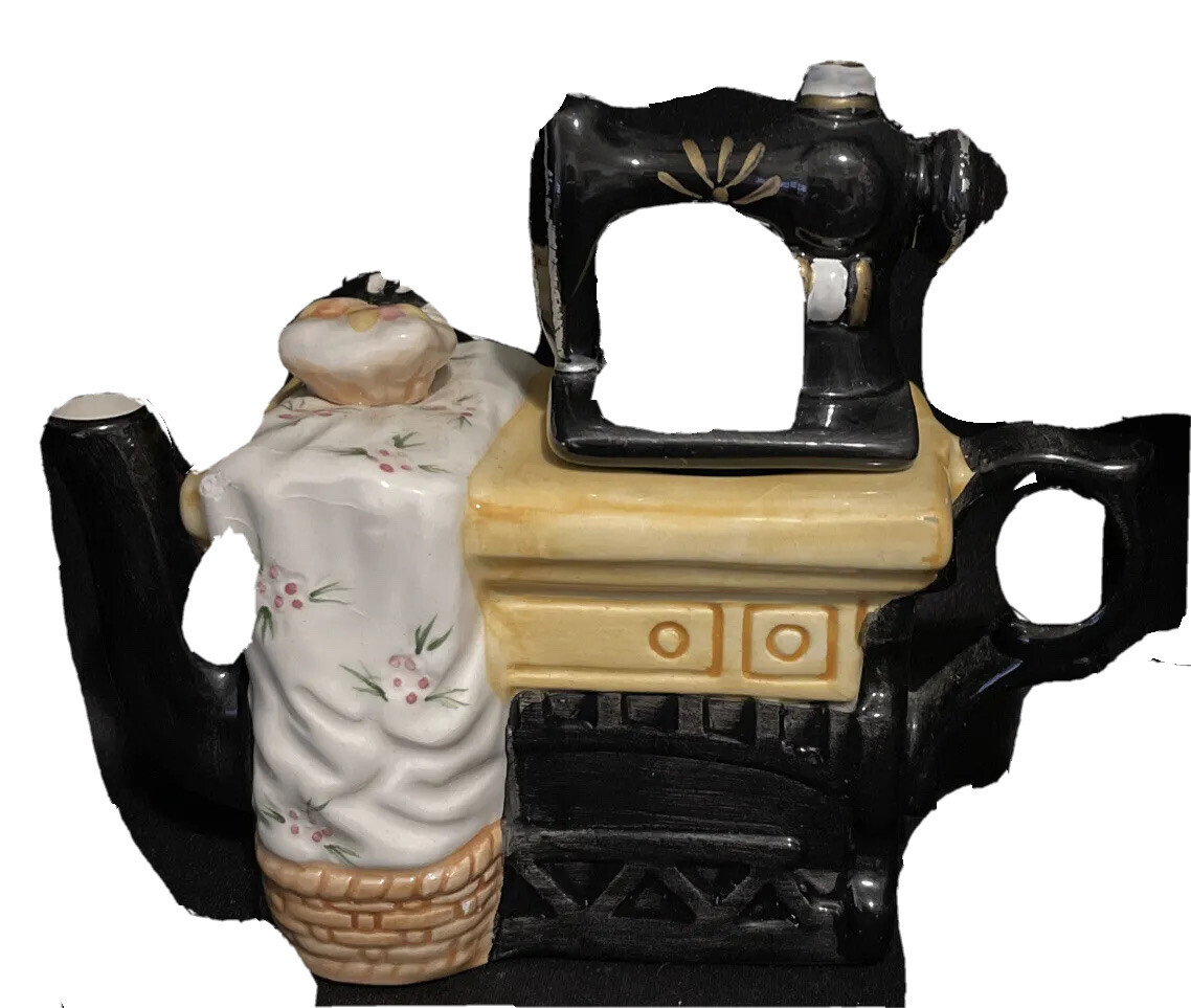 Vintage Decorative Teapot Sewing Machine Teapot 5”x 6” Ceramic | eBay