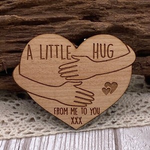 Wood A Little Pocket Hug Heart Loved Ones in need of Hug NHS Fridge ...