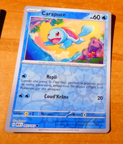 POKEMON 151 CARD REVERSE HOLO CARTE CARAPUCE 007/165 MEW FR VF JCC MINT ...