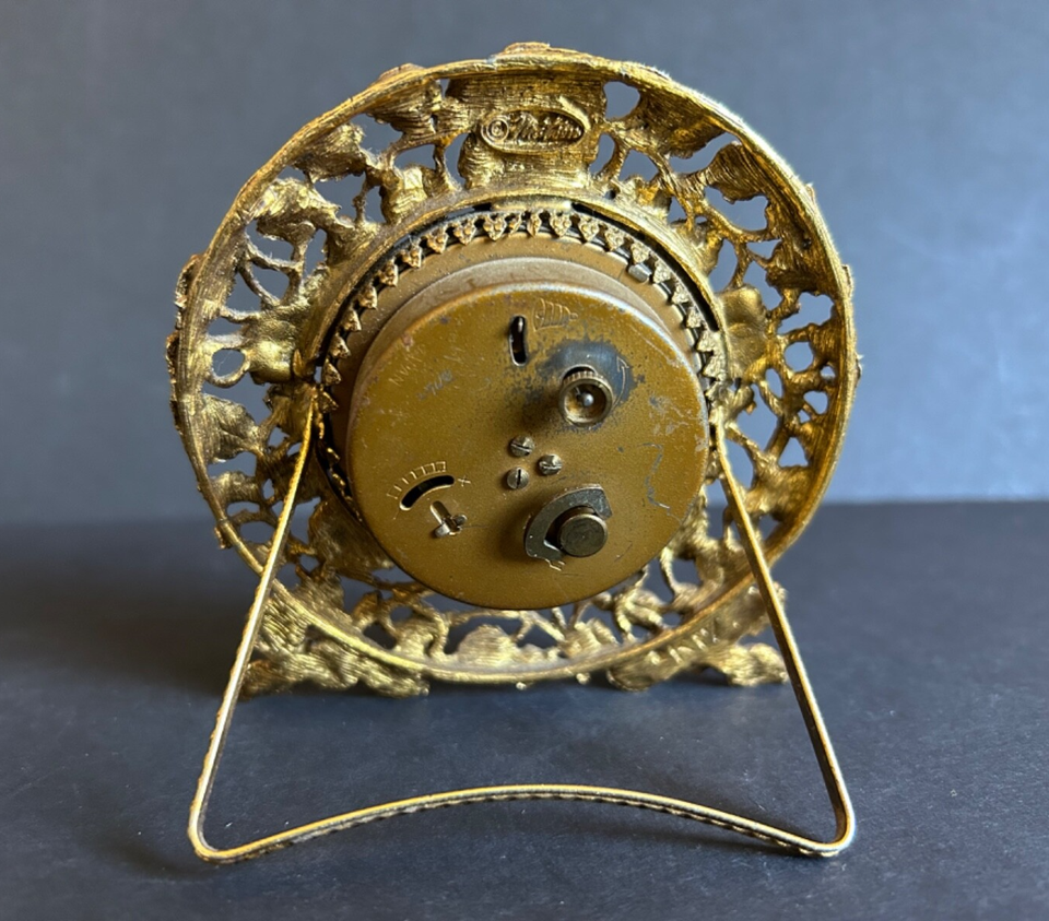Vintage Matson Gold Ormolu Rose Windup Alarm Clock Vanity Hollywood ...